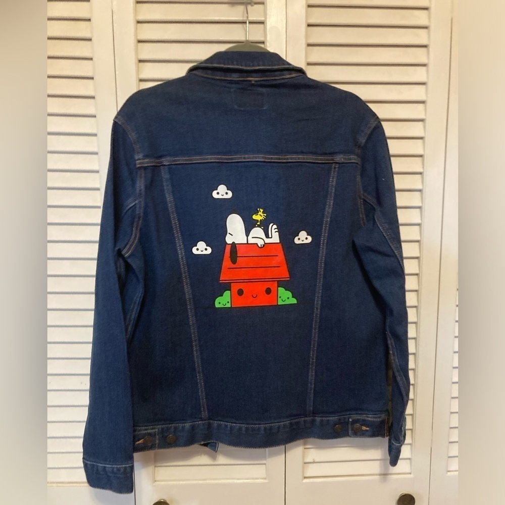 Peanuts Snoopy Jean Trucker Jacket Button Front Denim… - Gem